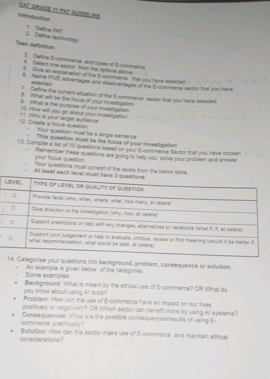 1. Define PAT 2. Define technology 3. Define | StudyX