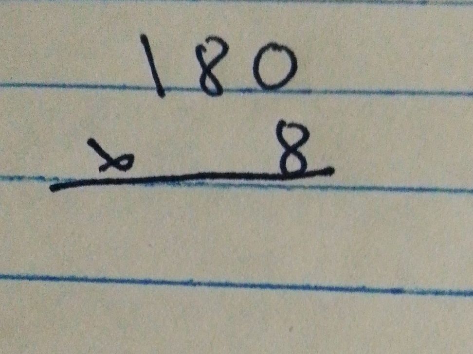 Multiplication: 180 times 8 | StudyX