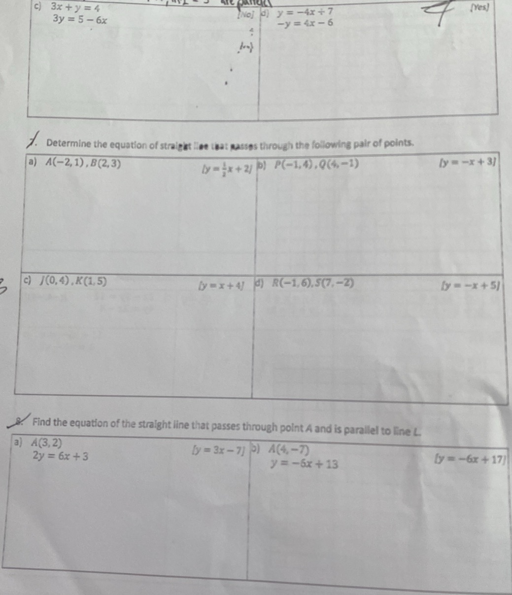 Determine the equation of straight line that | StudyX