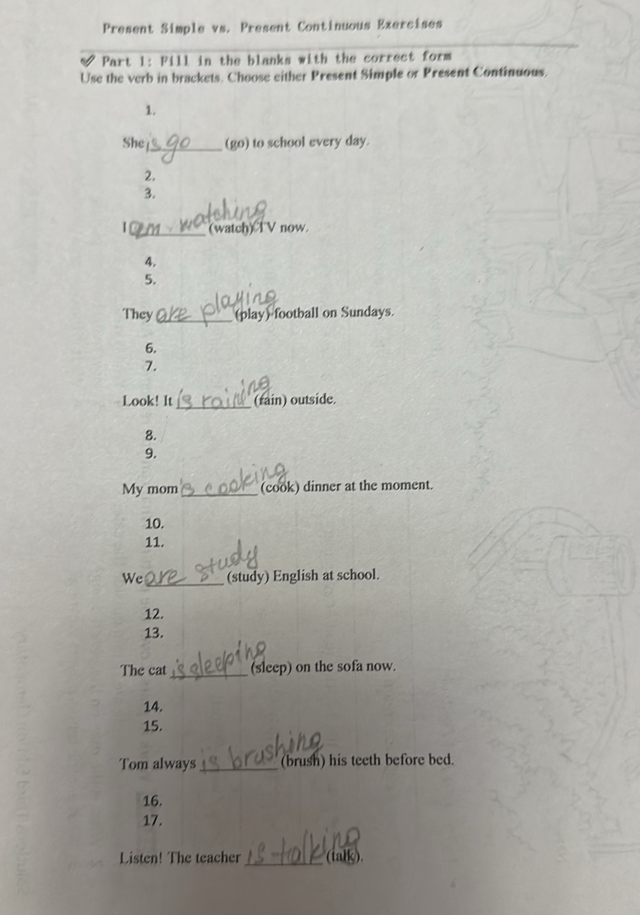Present Simple vs. Present Continuous | StudyX