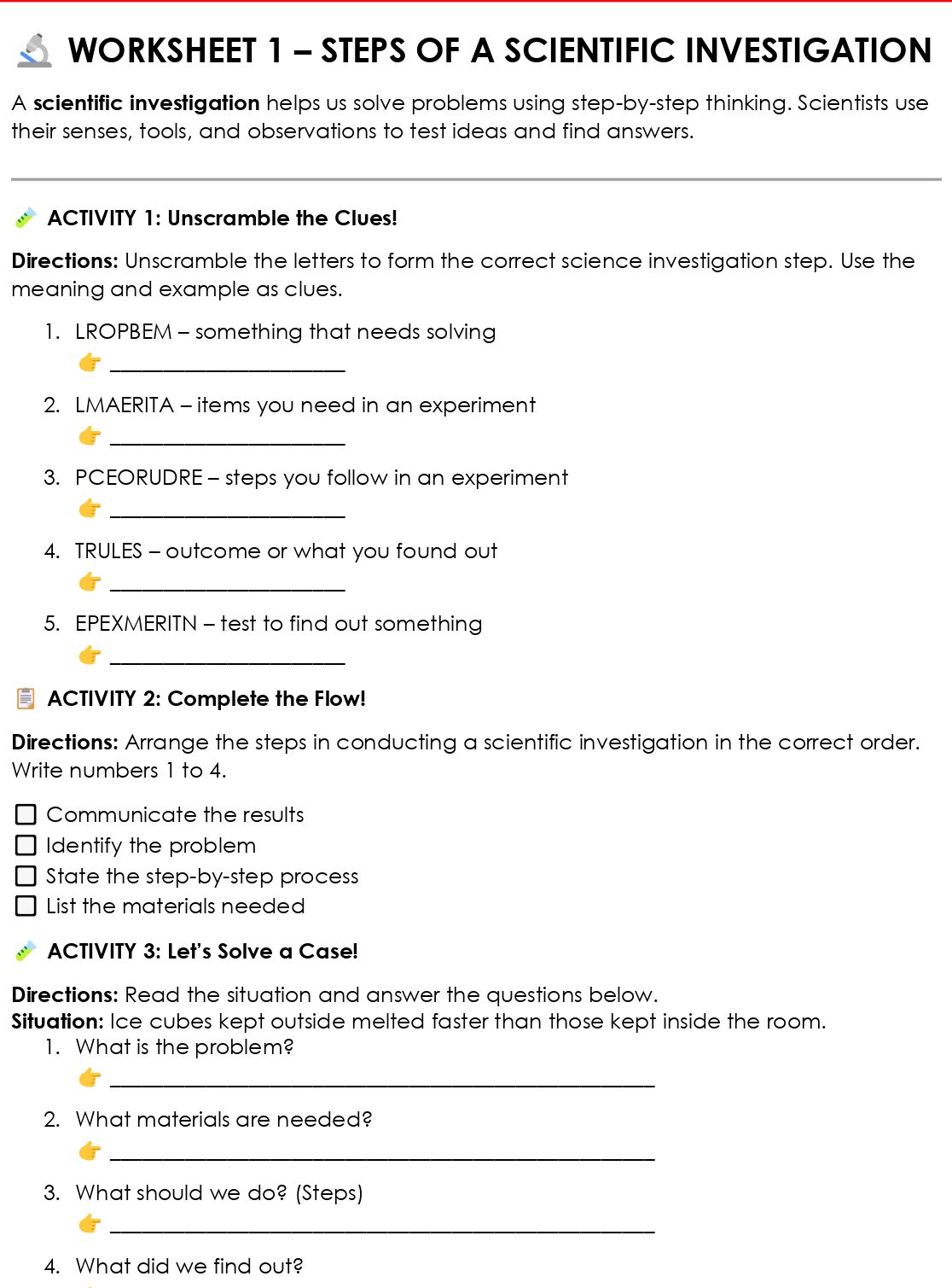WORKSHEET 1 - STEPS OF A SCIENTIFIC | StudyX