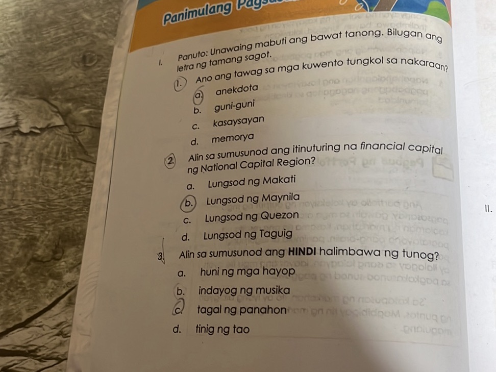 Ano ang tawag sa mga kuwento tungkol sa | StudyX