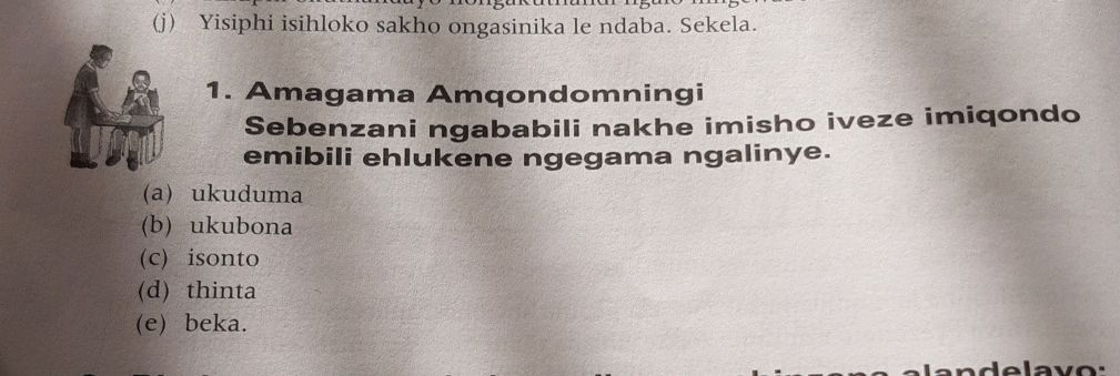 (j) Yisiphi isihloko sakho ongasinika le