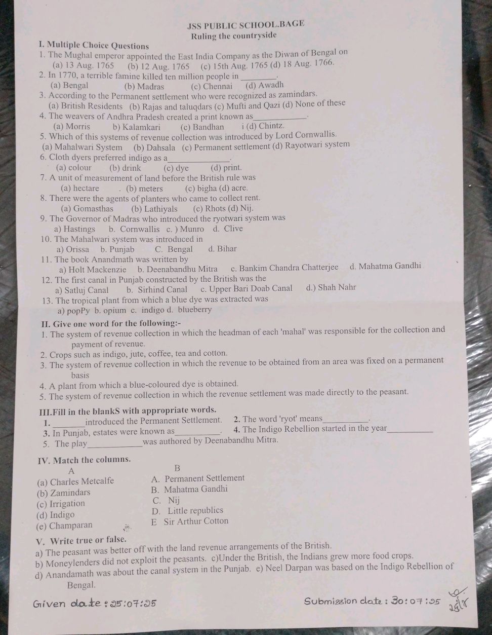 I. Multiple Choice Questions 1. The Mughal | StudyX