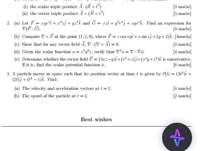 1. (i) the scalar triple product ${A} ({B} | StudyX