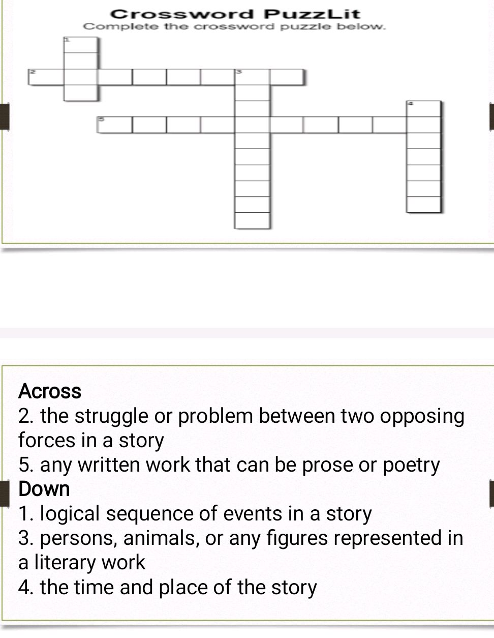 Crossword PuzzLit Complete the crossword | StudyX
