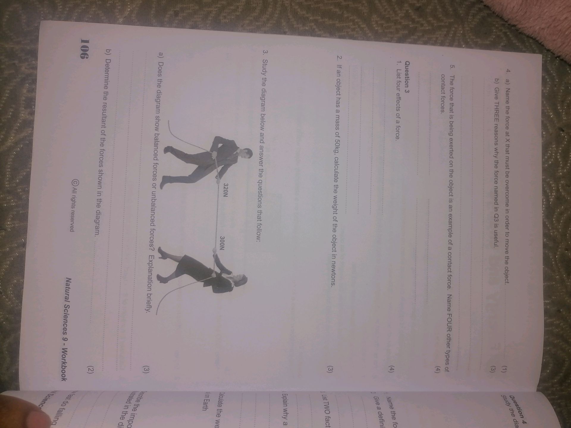 Question 3 1. List four effects of a force. | StudyX