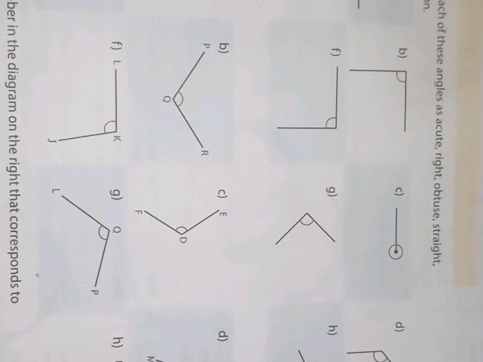 Classify each of these angles as acute,