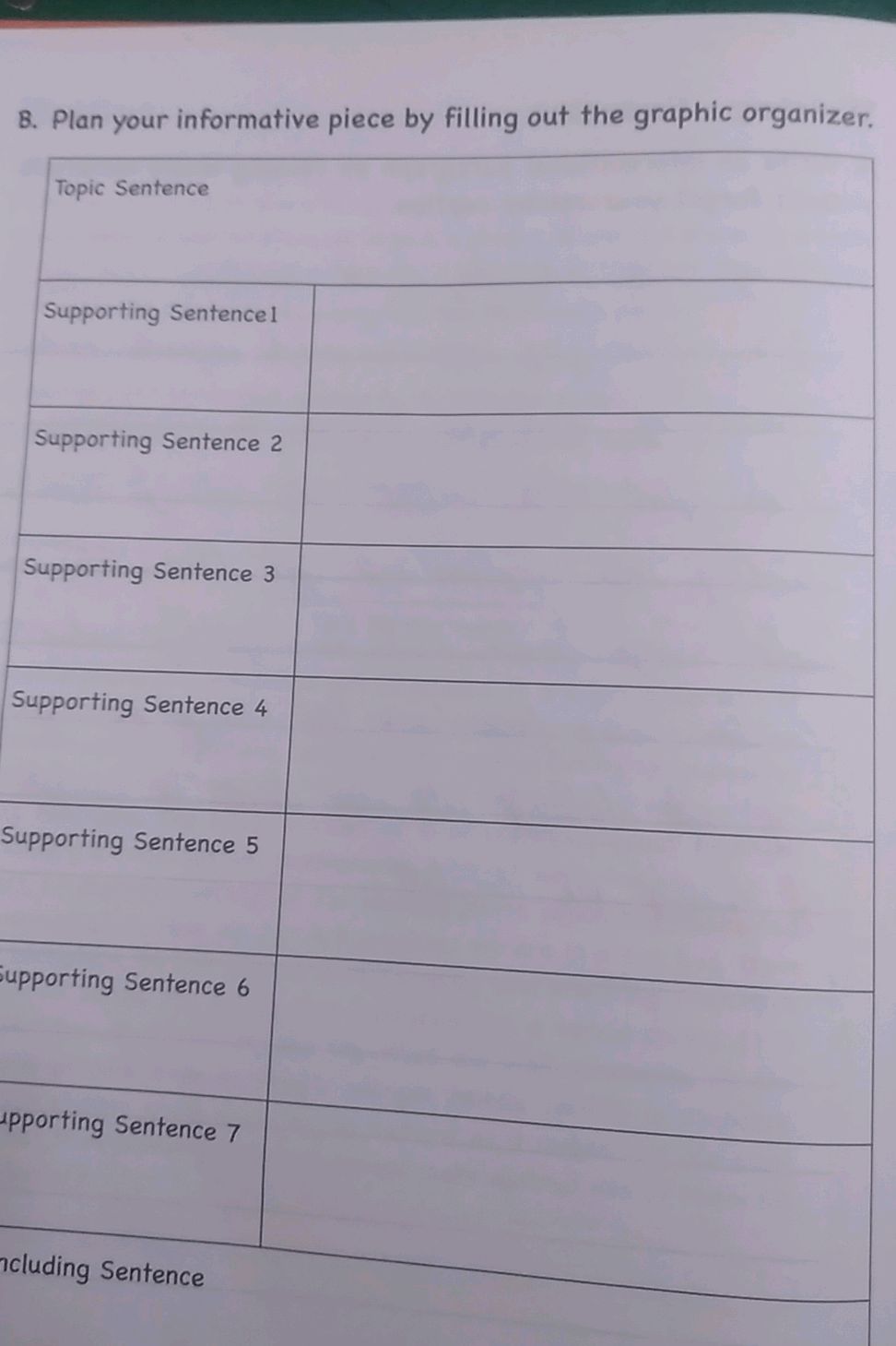 Plan your informative piece by filling out