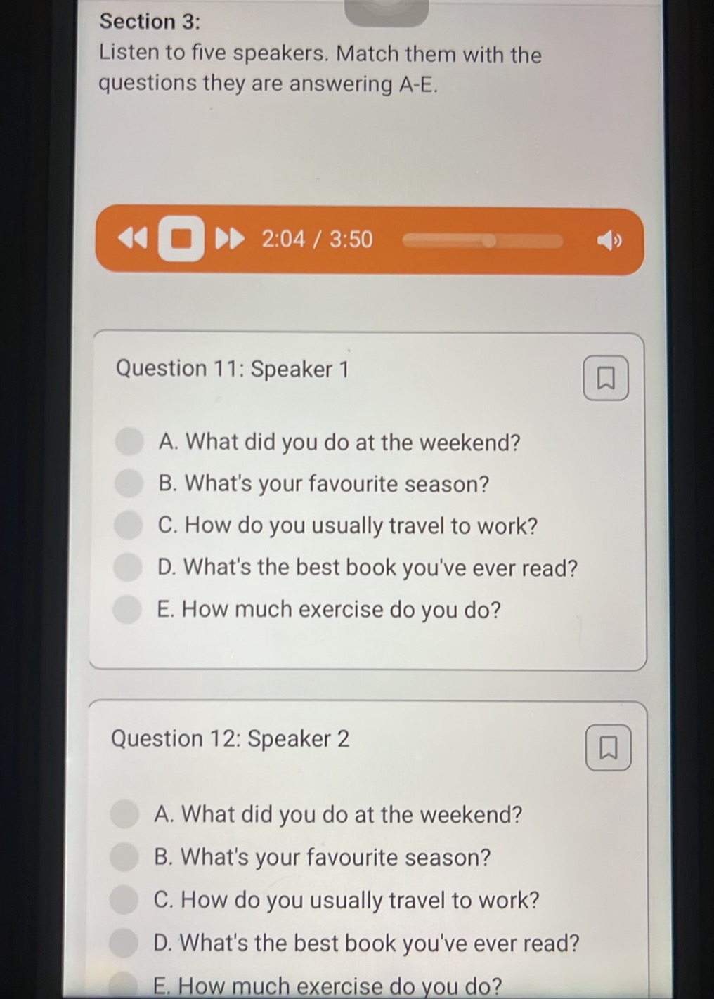 Section 3: Listen to five speakers. Match | StudyX