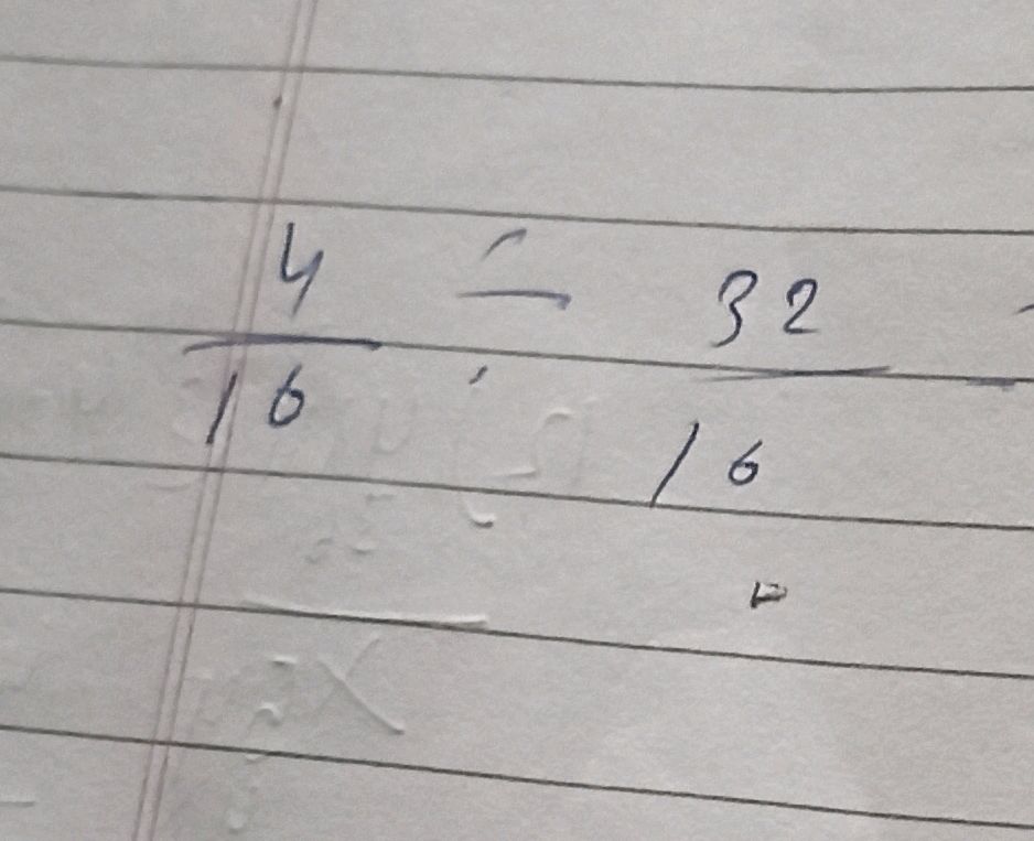 Dividing Fractions: 4/16 divided by 32/16 | StudyX