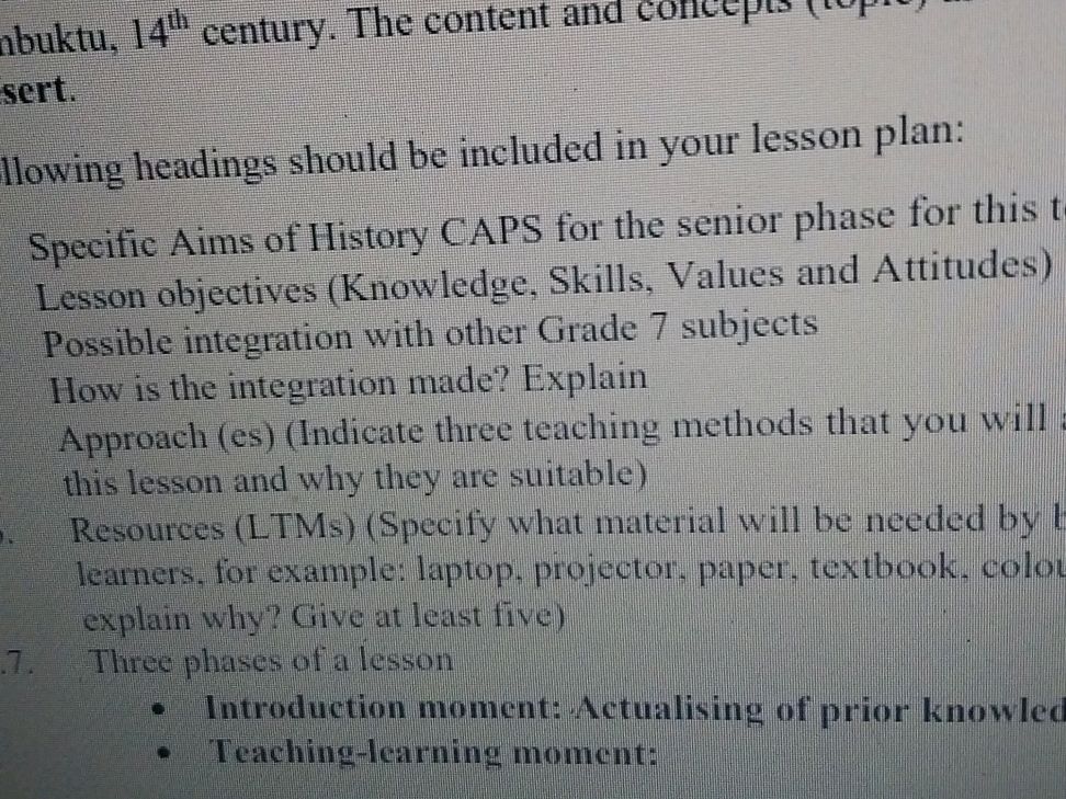 Following headings should be included in | StudyX