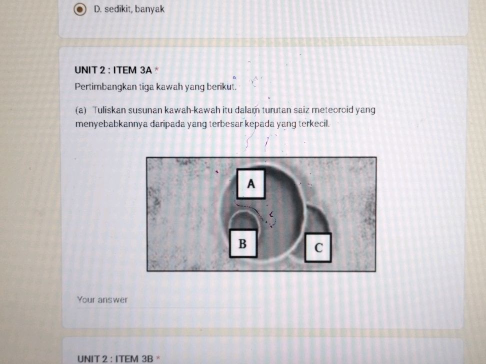 UNIT 2: ITEM 3A * Pertimbangkan tiga kawah