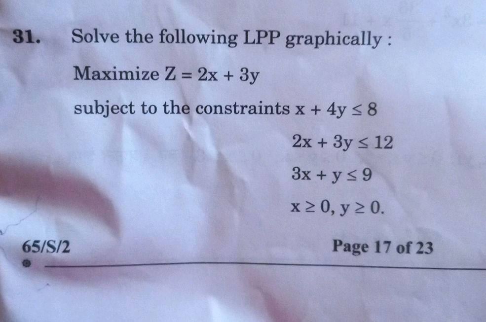 Solve the following LPP graphically: | StudyX