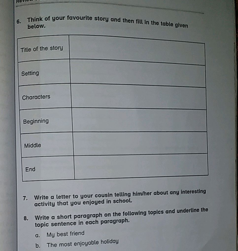 6. Think of your favourite story and then | StudyX