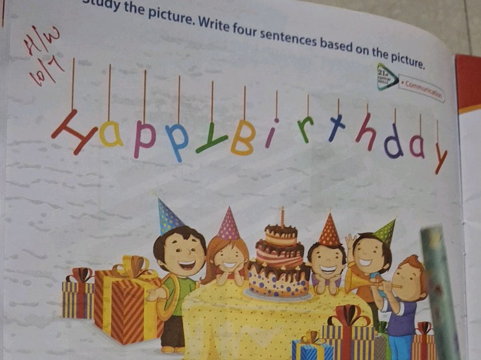 Study the picture. Write four sentences | StudyX