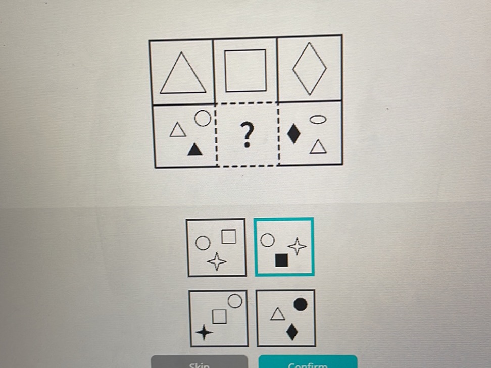Identify the missing shape. Options: * A | StudyX