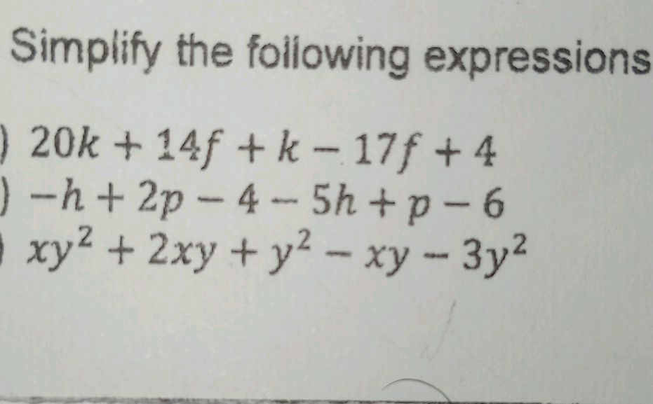 Simplify the following expressions 1) $20k | StudyX