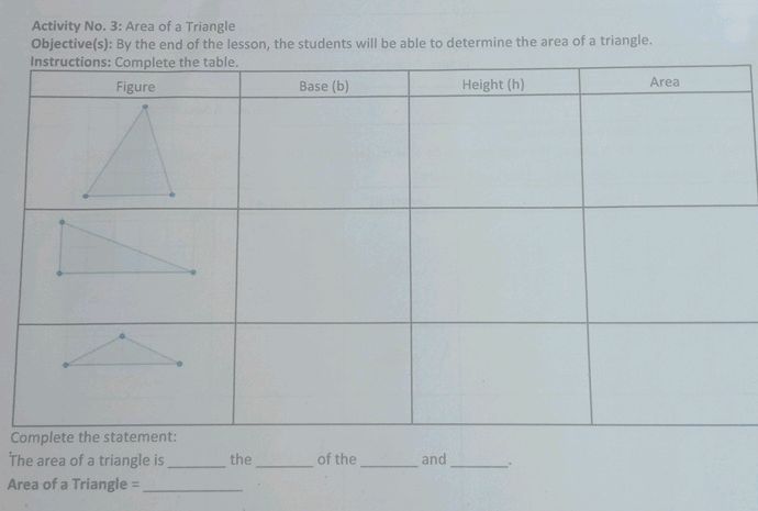 Activity No. 3: Area of a Triangle | StudyX
