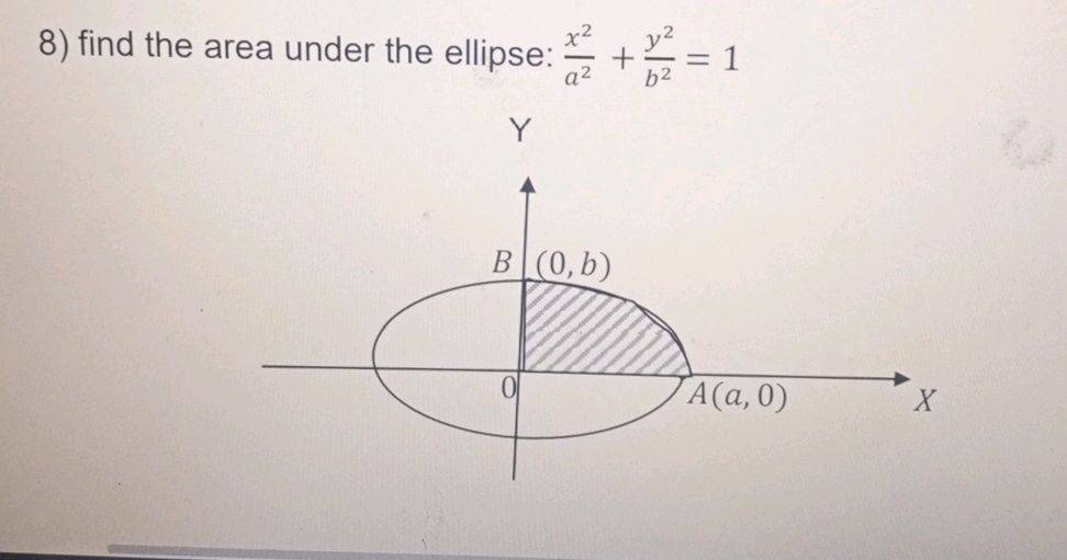8) find the area under the ellipse: $ | StudyX