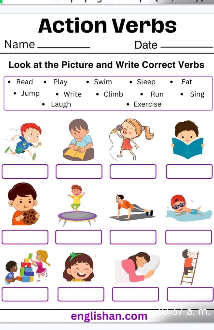 Look at the Picture and Write Correct Verbs