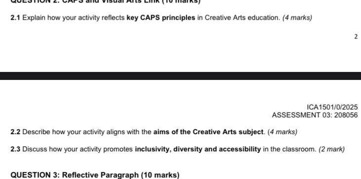 2.1 Explain how your activity reflects key | StudyX
