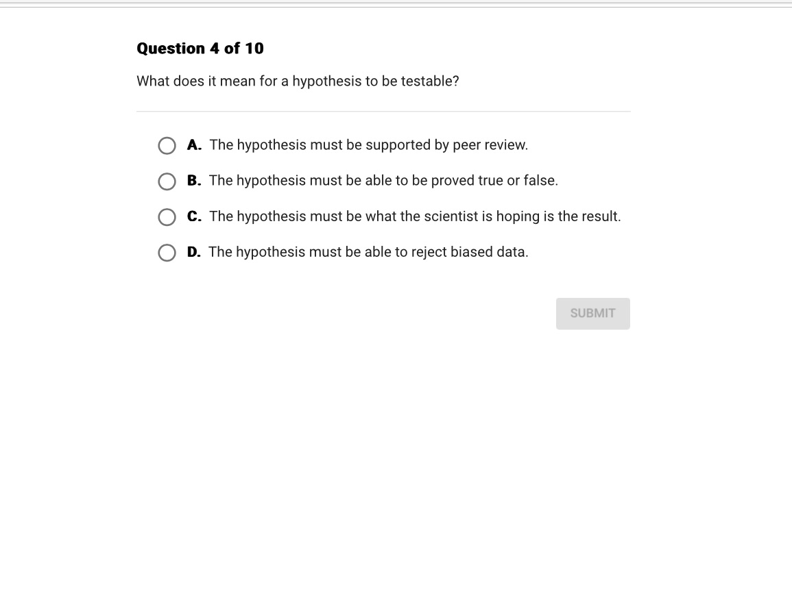 Question 4 of 10 What does it mean for a | StudyX