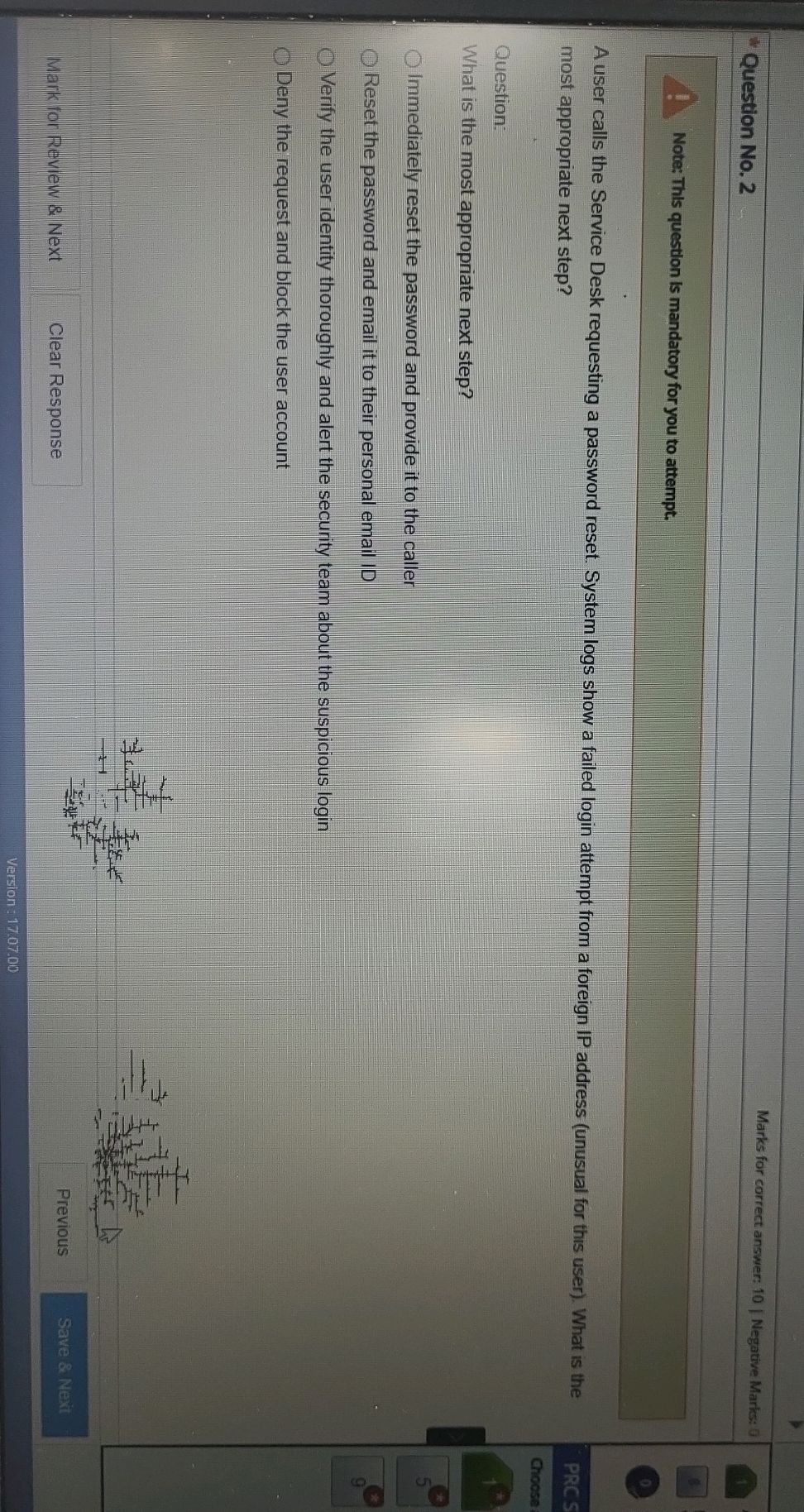 A user calls the Service Desk requesting a | StudyX