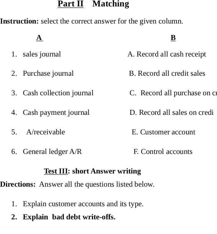 Part II Matching Instruction: select the | StudyX
