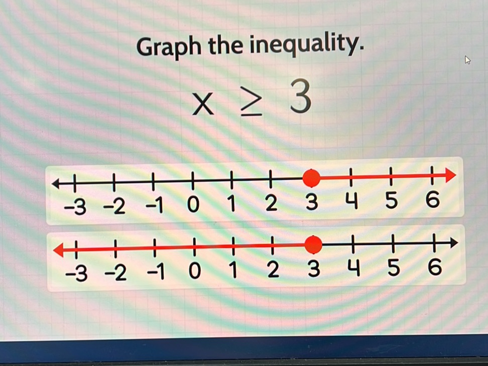 Graphing the inequality x ≥ 3 | StudyX
