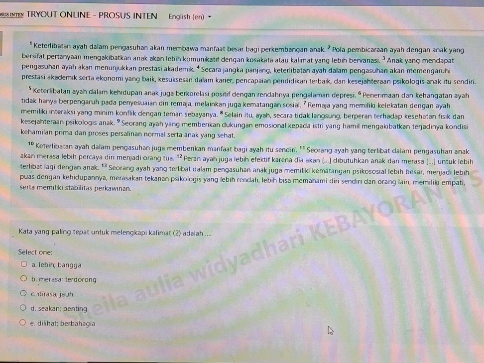 Kata yang paling tepat untuk melengkapi | StudyX