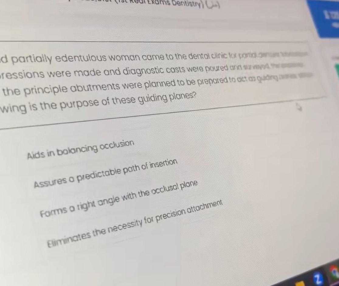 d partially edentulous woman came to the | StudyX