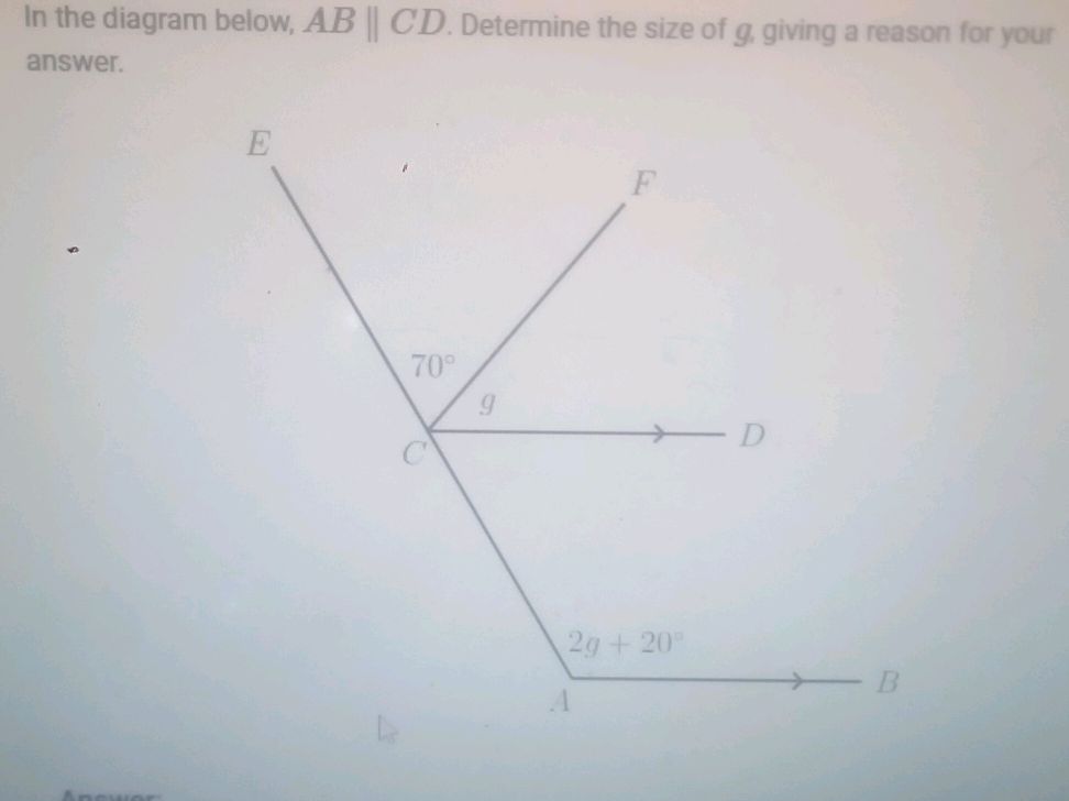 In the diagram below, $AB CD$. Determine | StudyX