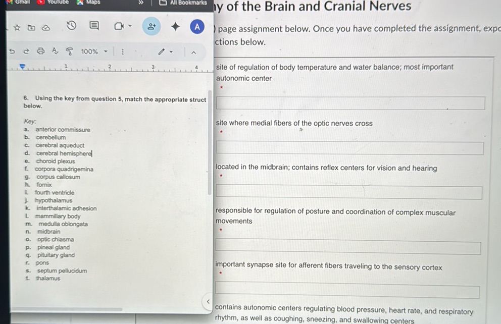6. Using the key from question 5, match the | StudyX
