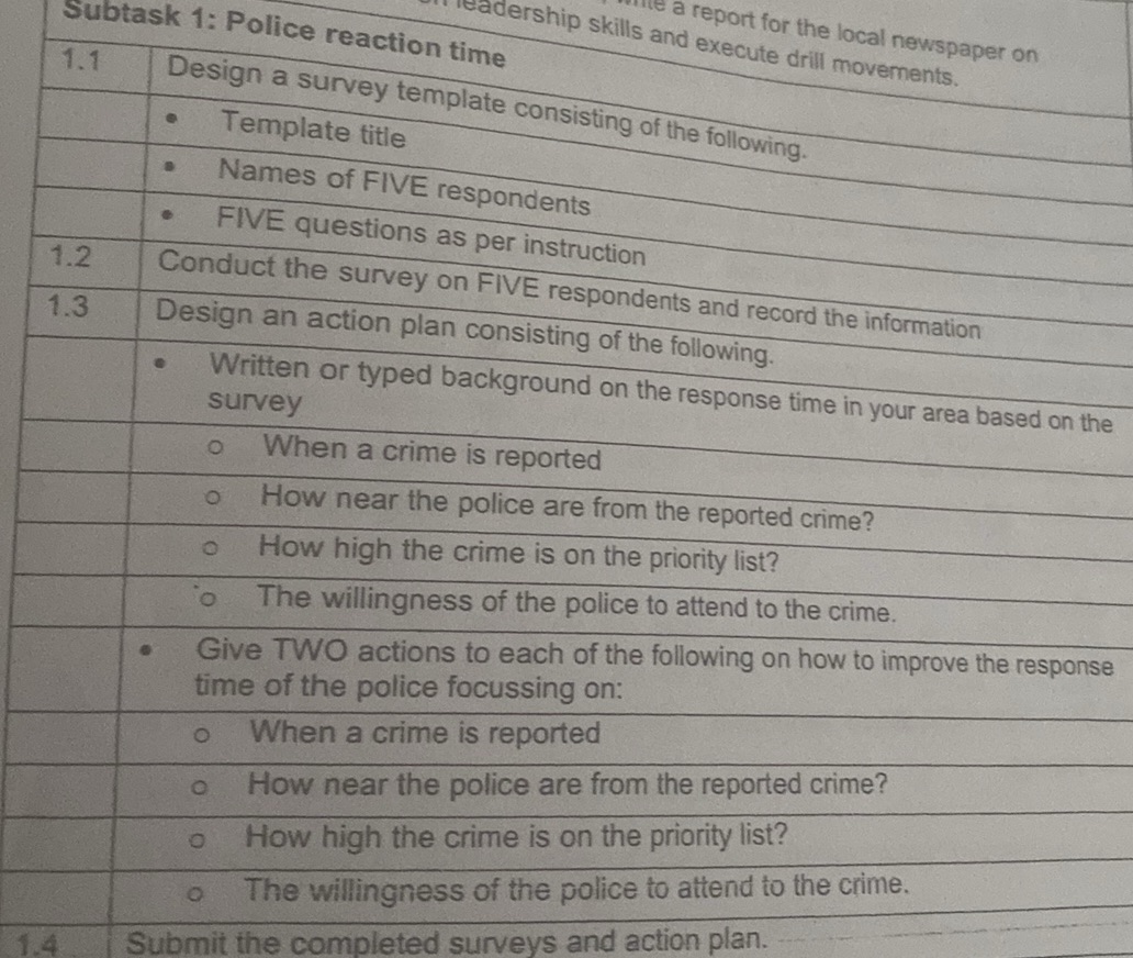 Subtask 1: Police reaction time 1.1 Design | StudyX