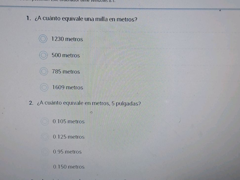 1. ¿A cuánto equivale una milla en metros? | StudyX