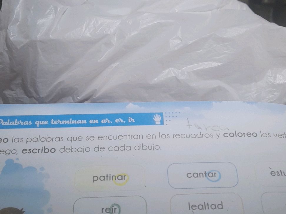 Palabras que terminan en ar, er, ir eo las
