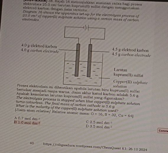 Diagram 16 shows the apparatus set-up for | StudyX