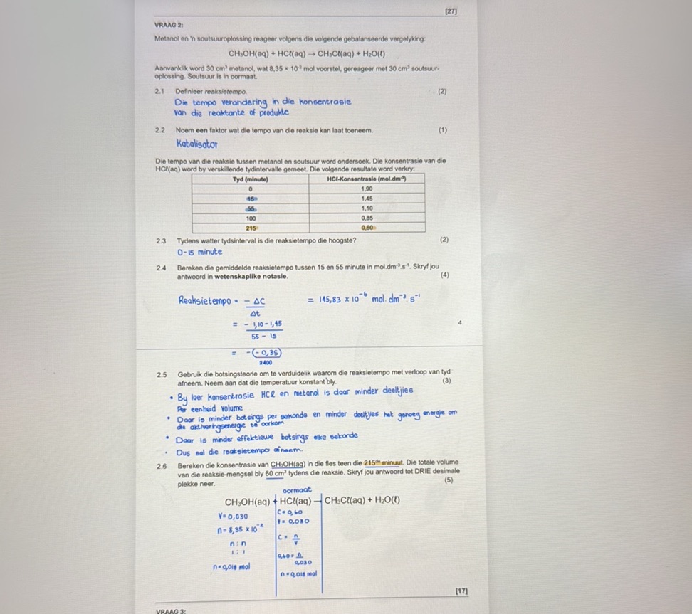 VRAAG 2: Metanol en 'n soutsuuroplossing | StudyX