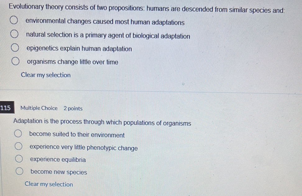 Evolutionary theory consists of two