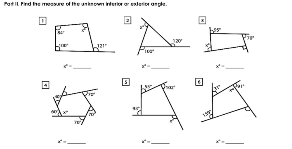Part II. Find the measure of the unknown | StudyX