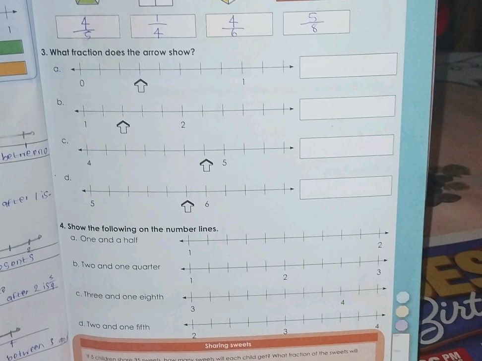 What fraction does the arrow show? a. Arrow