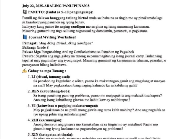 PANUTO: (Isulat sa 5-10 pangungusap): Pumili | StudyX