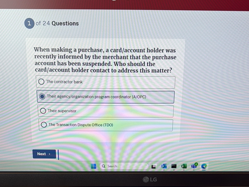 When making a purchase, a card/account
