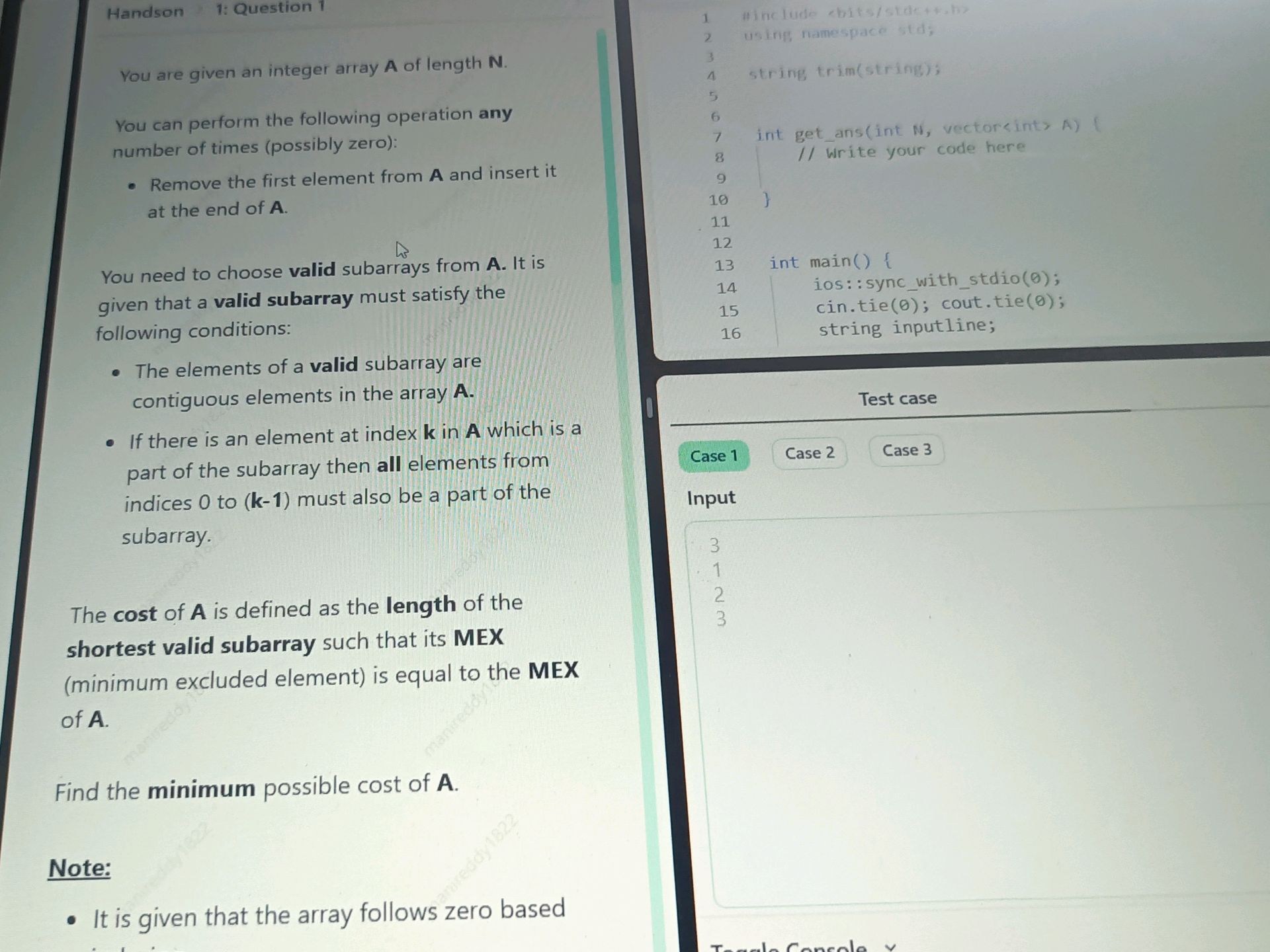 You are given an integer array A of length | StudyX