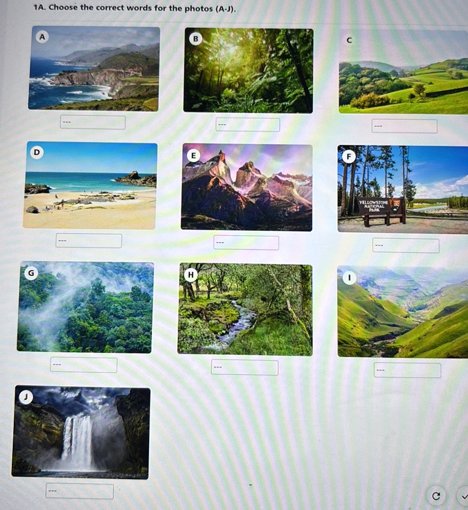 1A. Choose the correct words for the photos | StudyX