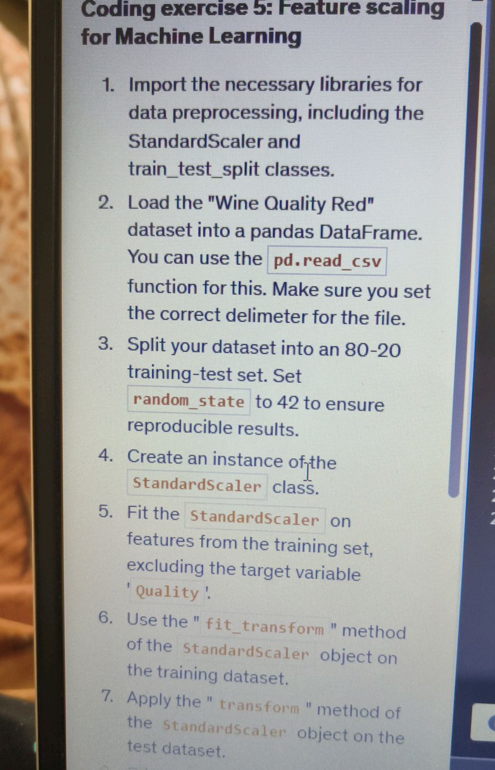 Coding exercise 5: Feature scaling for | StudyX