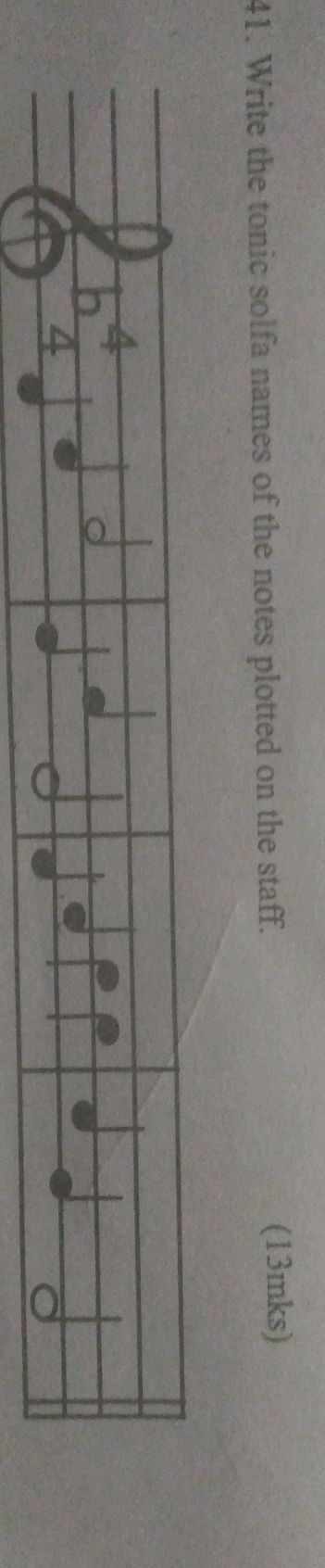 Write the tonic solfa names of the notes