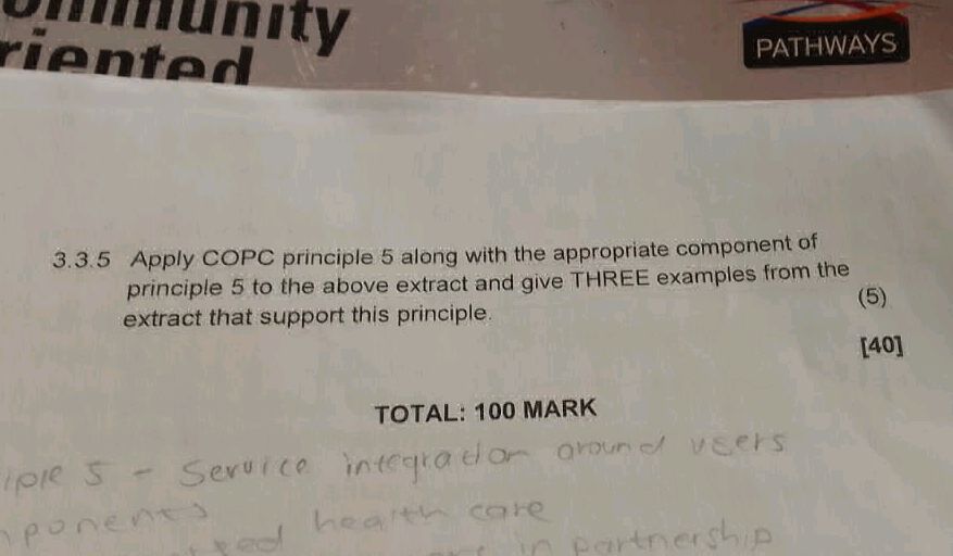 3.3.5 Apply COPC principle 5 along with the | StudyX