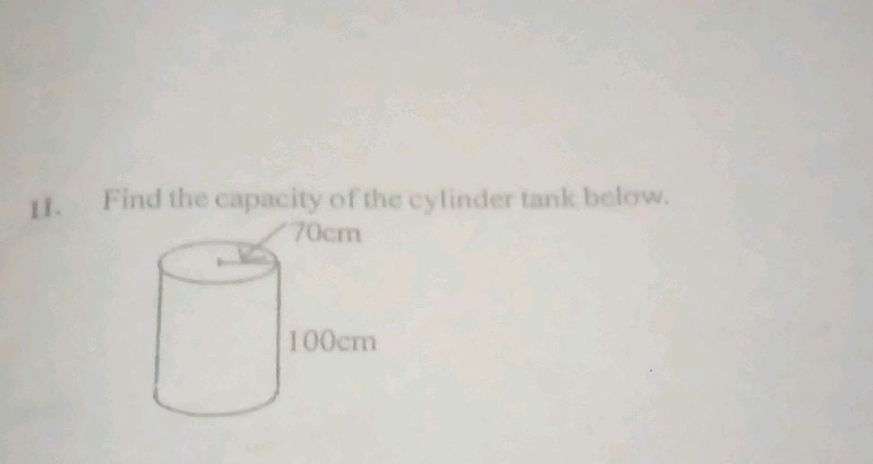 Find the capacity of the cylinder tank